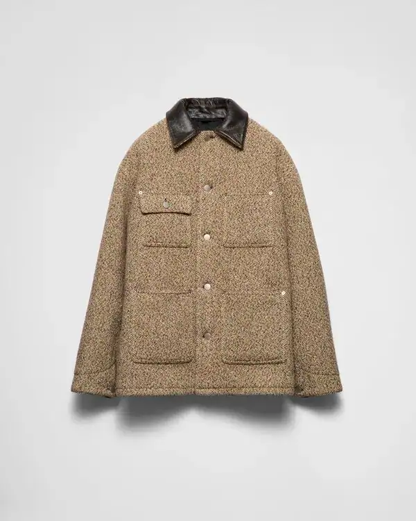Prada Wool Blend Oversized Jacket - Camel Brown | Editorialist